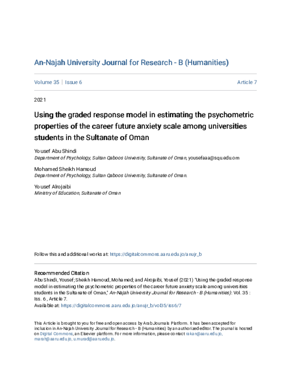 (PDF) Using the graded response model in estimating the psychometric ...