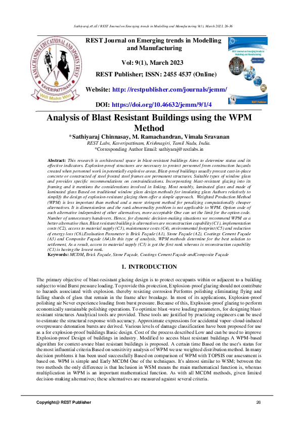 (PDF) Analysis of Blast Resistant Buildings using the WPM Method