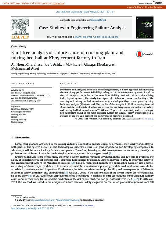 (PDF) Fault tree analysis of failure cause of crushing plant and mixing ...