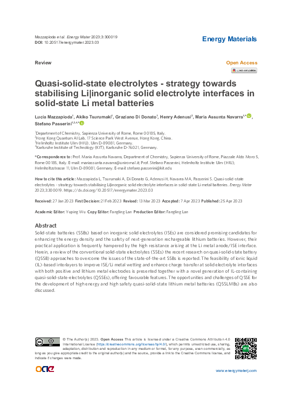 (PDF) Quasi-solid-state electrolytes - strategy towards stabilising Li ...