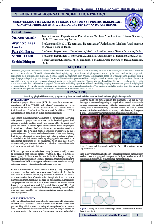 Pdf Original Research Paper Unravelling The Genetic Etiology Of Non Syndromic Hereditary
