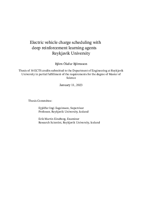 Pdf Electric Vehicle Charge Scheduling With Deep Reinforcement Learning Agents