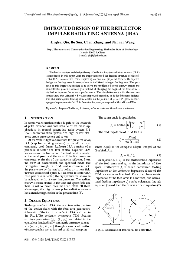 (PDF) Improved design of the reflector impulse radiating antenna (IRA ...