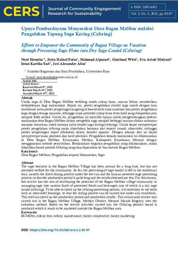 (PDF) Upaya Pemberdayaan Masyarakat Desa Bagan Melibur melalui ...