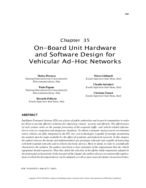 (PDF) On-Board Unit Hardware and Software Design for Vehicular Ad-Hoc ...