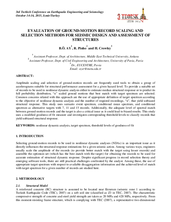 (PDF) Evaluation of Ground-Motion Record Scaling and Selection Methods ...