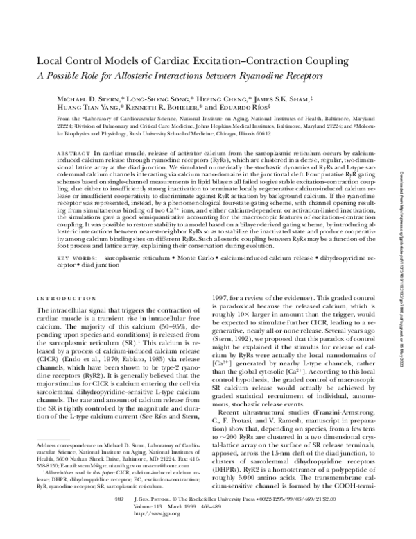 (PDF) Local Control Models of Cardiac Excitation–Contraction Coupling