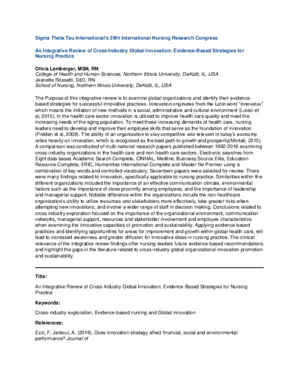 (PDF) An Integrative Review of Cross-Industry Global Innovation ...