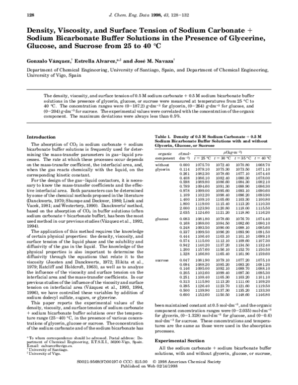 (PDF) Density, Viscosity, and Surface Tension of Sodium Carbonate + Sodium Bicarbonate Buffer ...