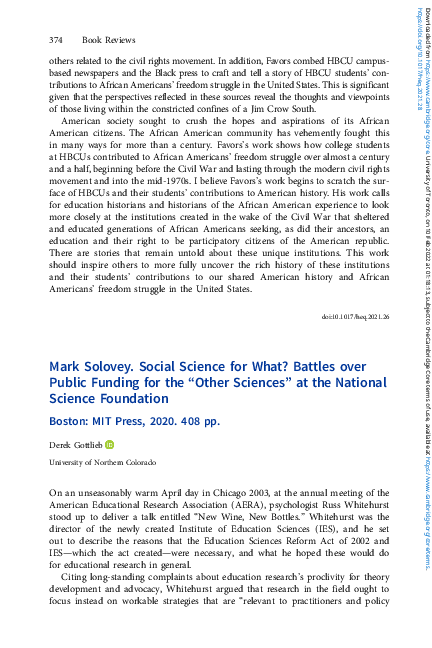 (PDF) Derek Gottlieb review of Social Science for What? (2020) | Mark ...