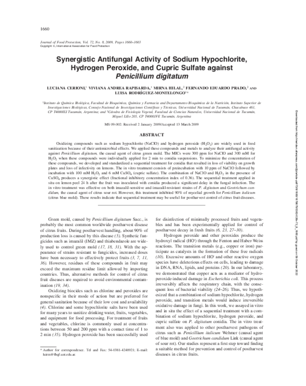 (PDF) Synergistic Antifungal Activity of Sodium Hypochlorite, Hydrogen ...