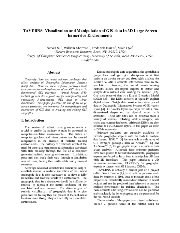 (PDF) TAVERNS: Visualization and Manipulation of GIS Data in 3D Large ...