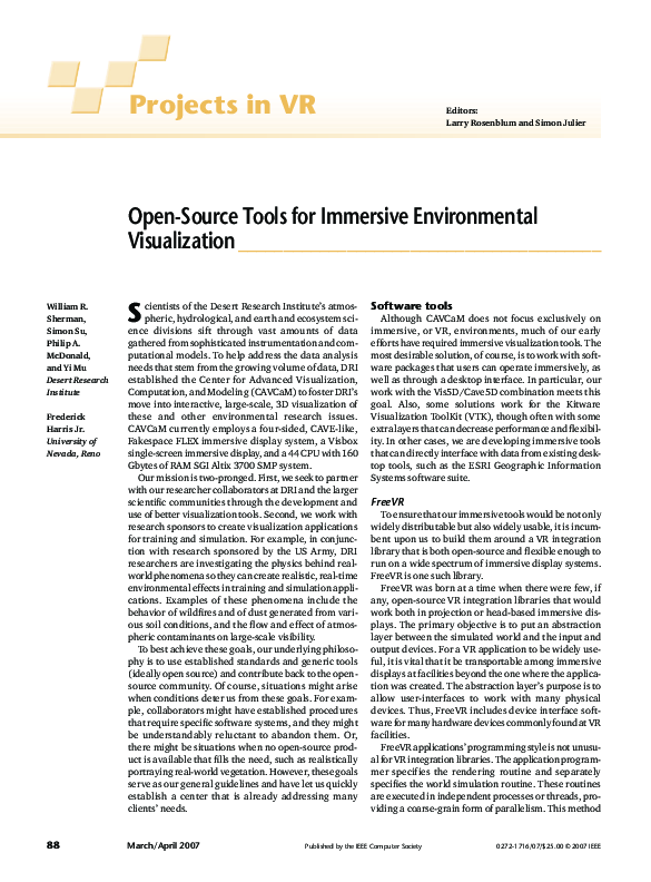 (PDF) Open-Source Tools for Immersive Environmental Visualization