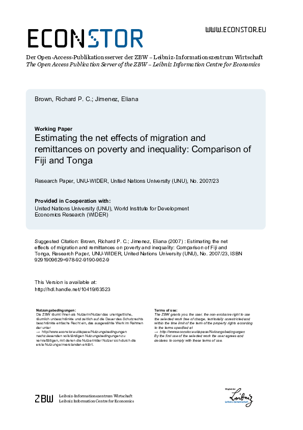 (PDF) Estimating the net effects of migration and remittances on ...