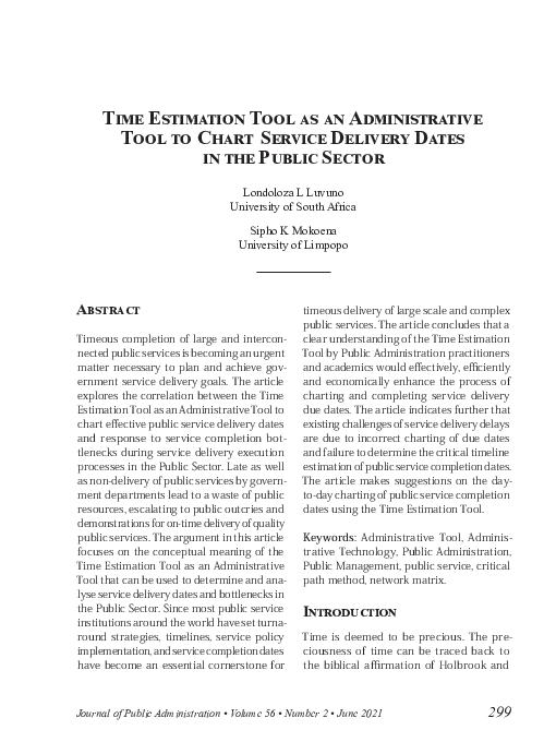 (PDF) Time Estimation Tool as an Administrative Tool to Chart Service ...
