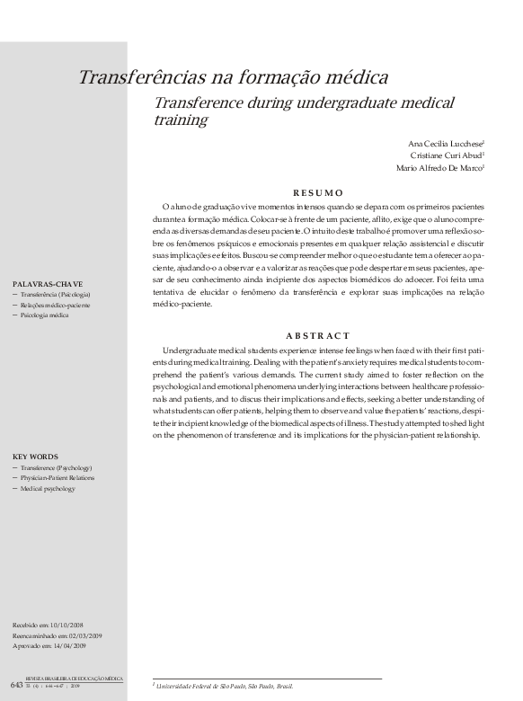 (PDF) Transferências na formação médica
