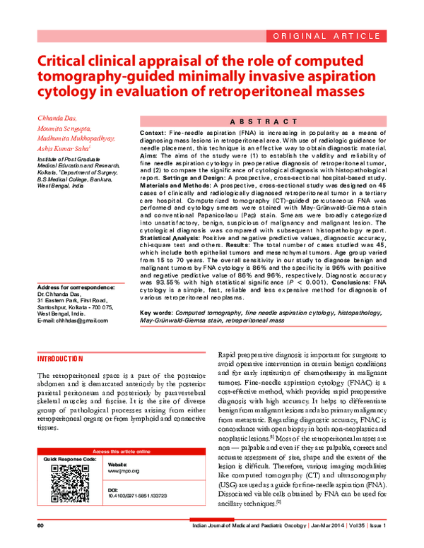 (PDF) Critical clinical appraisal of the role of computed tomography ...