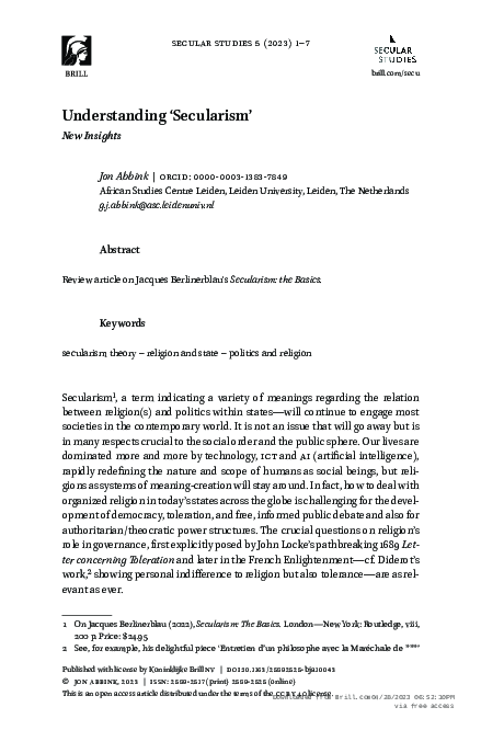(PDF) Understanding 'Secularism'