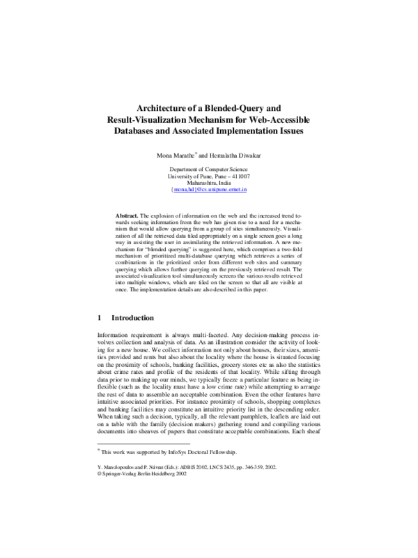 (PDF) Architecture of a Blended-Query and Result-Visualization Mechanism for Web-Accessible ...