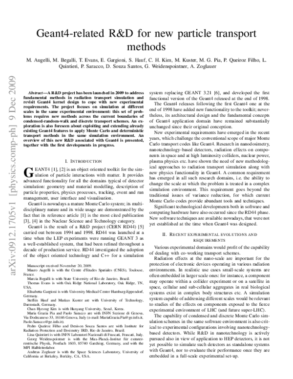 Pdf Geant4 Related Randd For New Particle Transport Methods