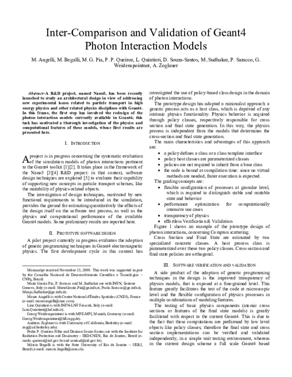 (PDF) Inter-comparison and validation of Geant4 photon interaction models