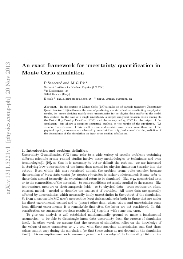 (PDF) An exact framework for uncertainty quantification in Monte Carlo simulation
