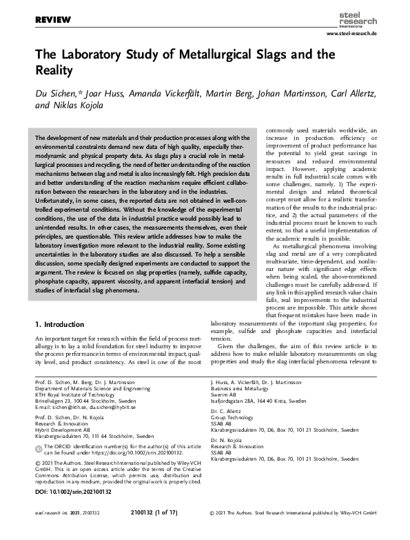 (PDF) The Laboratory Study of Metallurgical Slags and the Reality