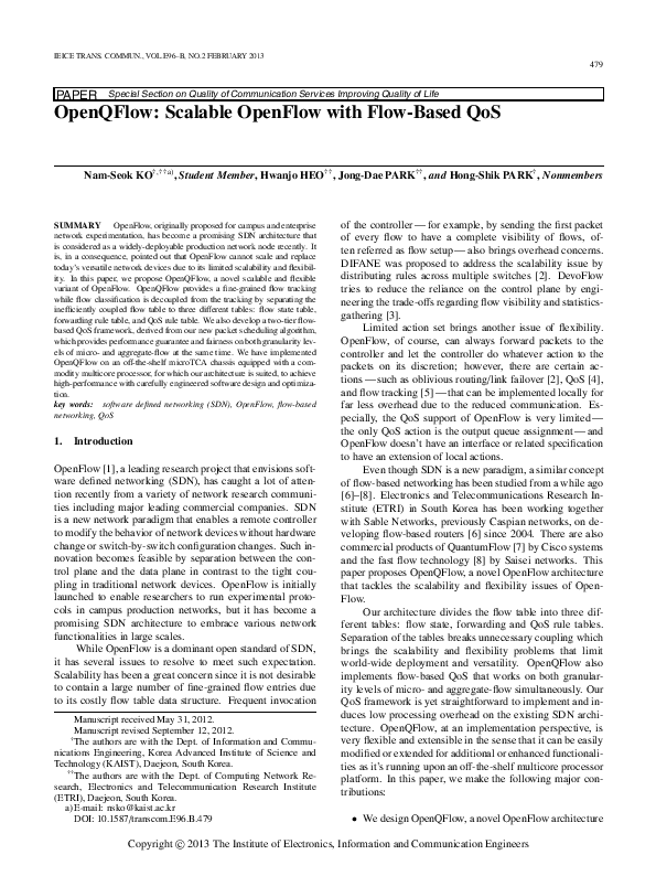 Pdf Openqflow Enhanced Scalable Openflow Qos