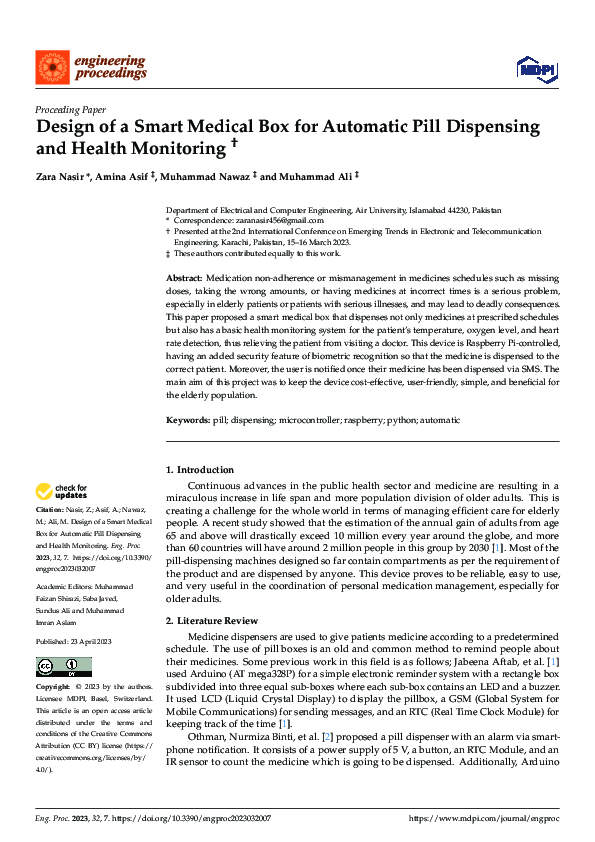(PDF) Design of a Smart Medical Box for Automatic Pill Dispensing and ...