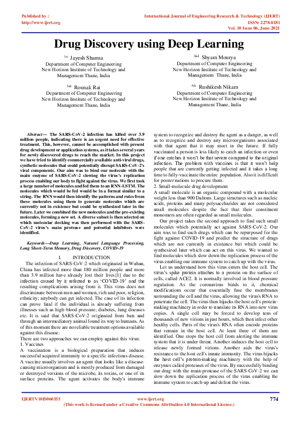 (PDF) Drug Discovery using Deep Learning