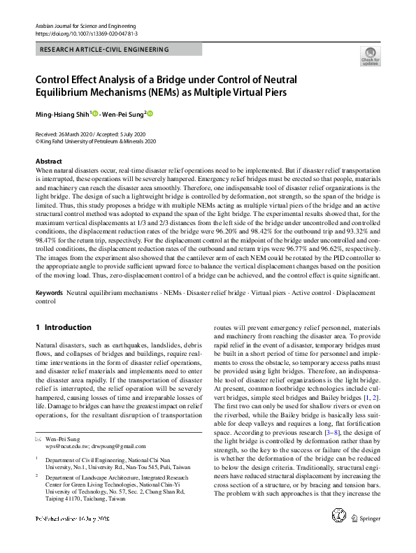 (PDF) Control Effect Analysis of a Bridge under Control of Neutral ...