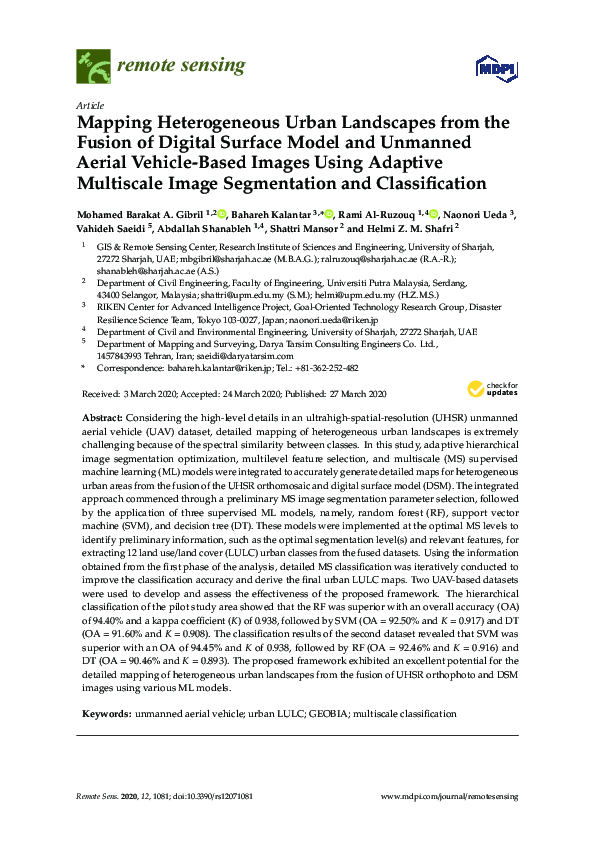 (PDF) Mapping Heterogeneous Urban Landscapes from the Fusion of Digital Surface Model and ...
