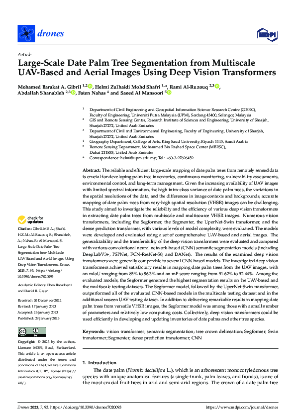 Large Scale Date Palm Tree Segmentation From Multiscale Uav Based And Aerial Images Using Deep