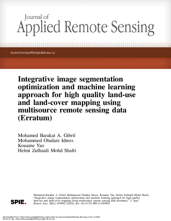 (PDF) Integrative image segmentation optimization and machine learning approach for high quality ...
