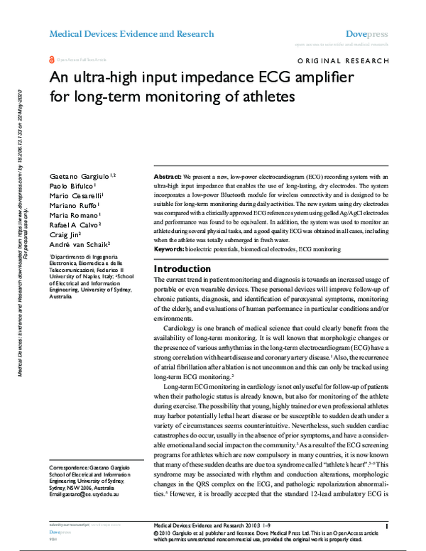 (PDF) An ultra-high input impedance ECG amplifier for long-term ...