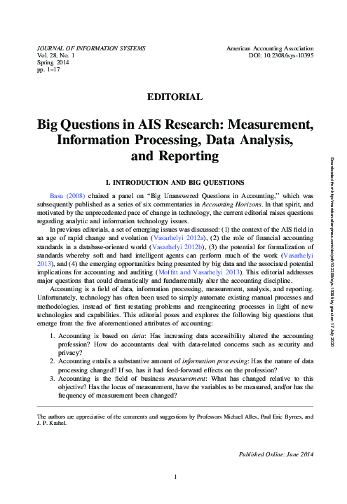 (PDF) Big Questions in AIS Research: Measurement, Information ...