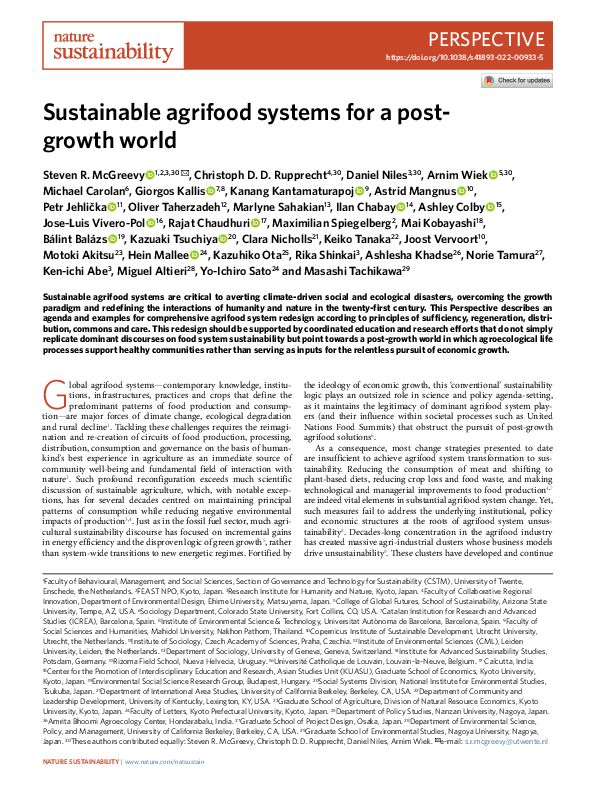 (PDF) Sustainable agrifood systems for a post-growth world | Masashi Tachikawa - Academia.edu