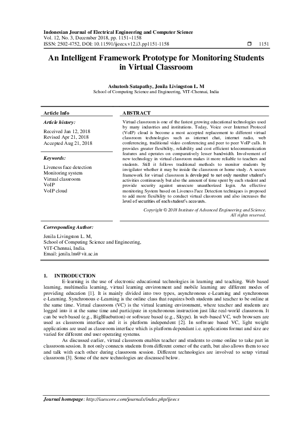 (PDF) An Intelligent Framework Prototype for Monitoring Students in ...