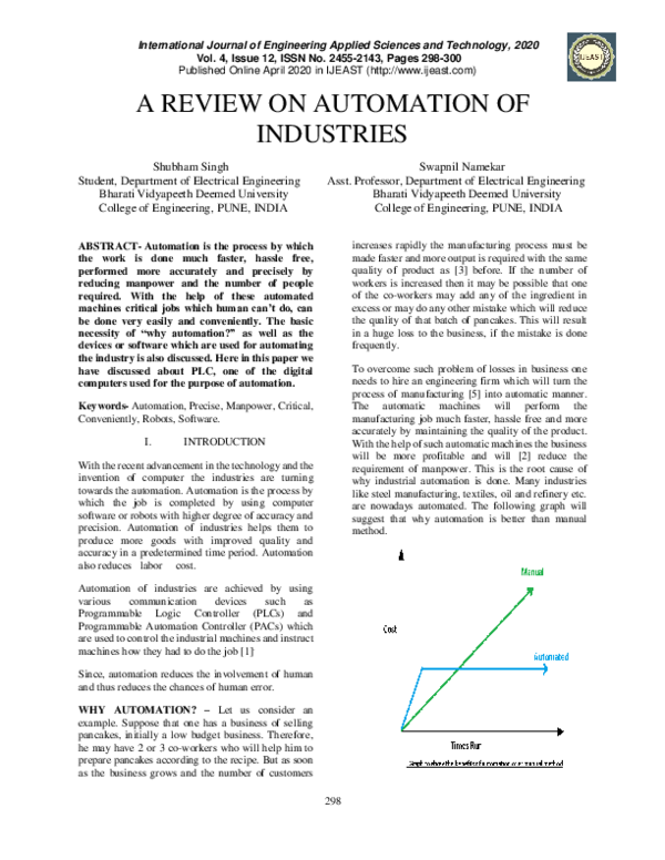 (PDF) A Review on Automation of Industries