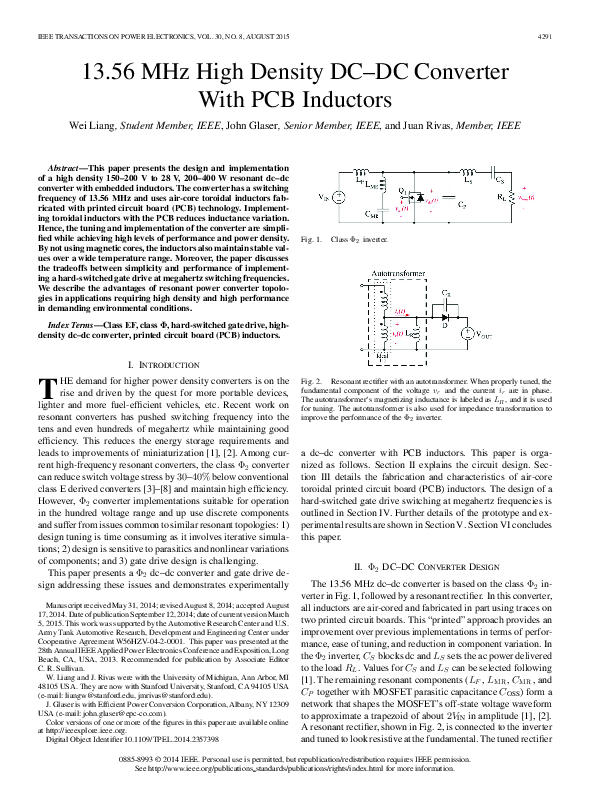 (PDF) 13.56 MHz high density dc-dc converter with PCB inductors