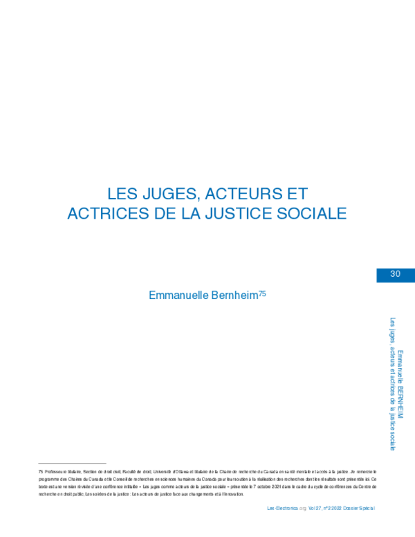 (PDF) Les juges, acteurs et actrices de la justice sociale