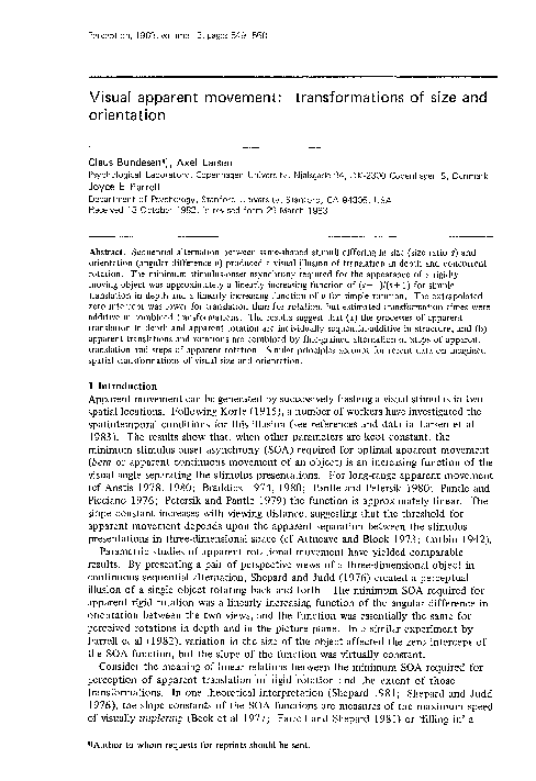 (PDF) Visual apparent movement: transformations of size and orientation
