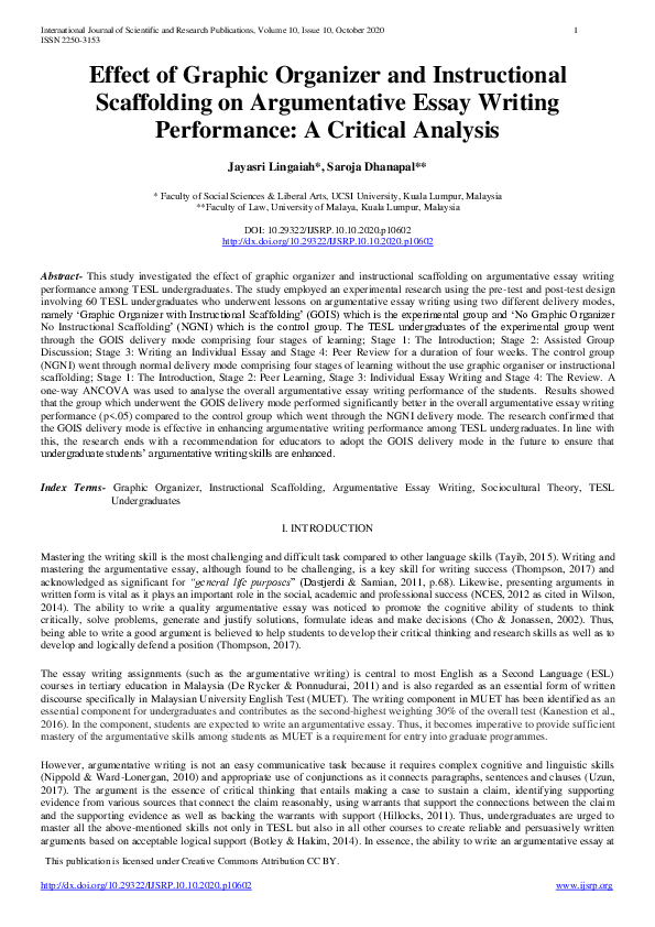 (PDF) Effect of Graphic Organizer and Instructional Scaffolding on ...