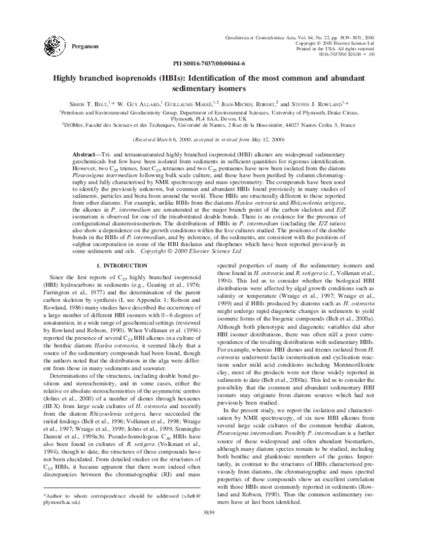 (PDF) Highly branched isoprenoids (HBIs): identification of the most ...