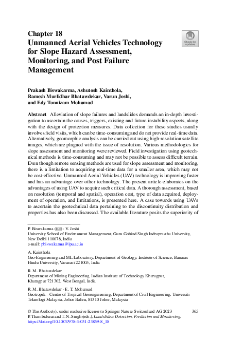 (PDF) Unmanned Aerial Vehicles Technology for Slope Hazard Assessment, Monitoring, and Post ...