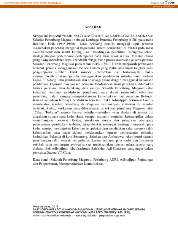 (PDF) DARI YOGYA-MERAJUT ASA-MENGGAPAI ANGKASA : Sekolah Penerbang ...