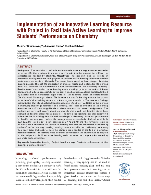 (PDF) Implementation of an Innovative Learning Resource with Project to Facilitate Active ...