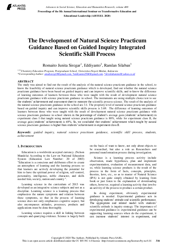 (PDF) The Development of Natural Science Practicum Guidance Based on ...