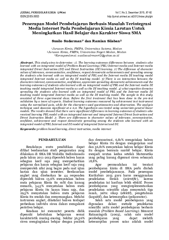(PDF) Penerapan Model Pembelajaran Berbasis Masalah Terintegrasi Media Internet Pada ...