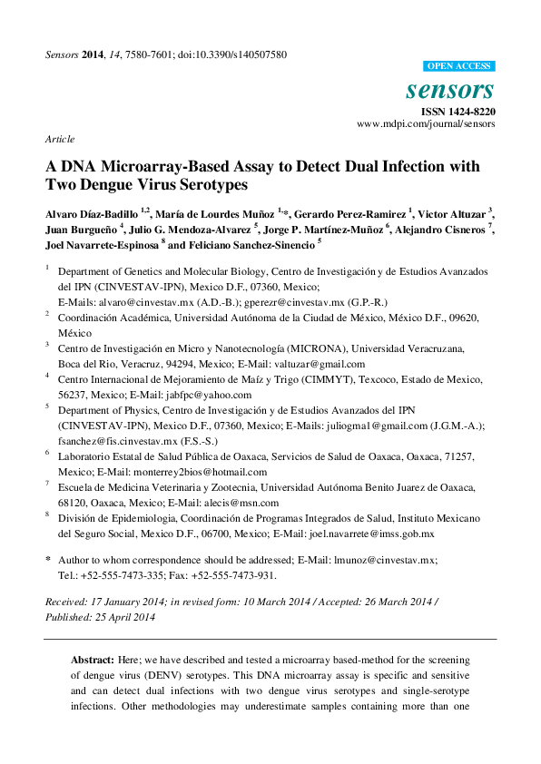 (PDF) A DNA Microarray-Based Assay to Detect Dual Infection with Two Dengue Virus Serotypes ...
